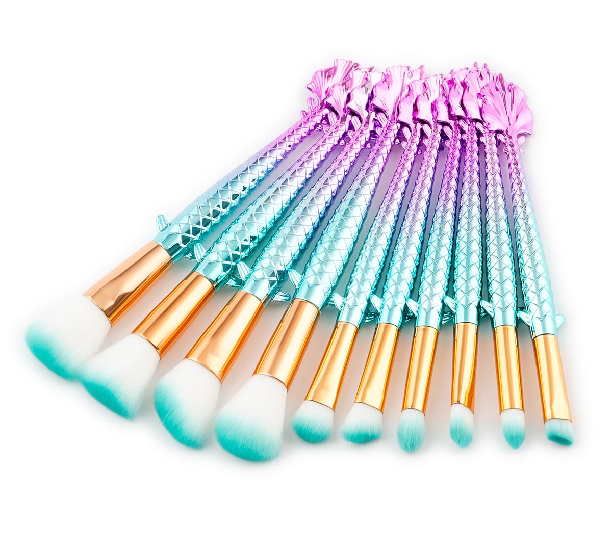 Glowii 10pcs Flying Fish Makeup Brush Set - Colour Zone Cosmetics