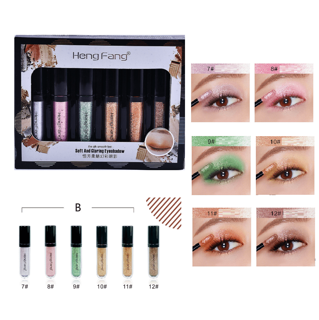 Heng Fang 6pcs Liquid Glitter Eyeshadow Set #B - Colour Zone Cosmetics