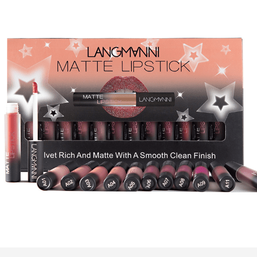 Langmanni 12pcs Matte Liquid Lipstick Set L9704 A - Colour Zone Cosmetics