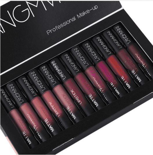 Langmanni 12pcs Matte Liquid Lipstick Set L9704 A - Colour Zone Cosmetics