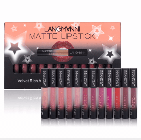 Langmanni 12pcs Matte Liquid Lipstick Set L9704 A - Colour Zone Cosmetics
