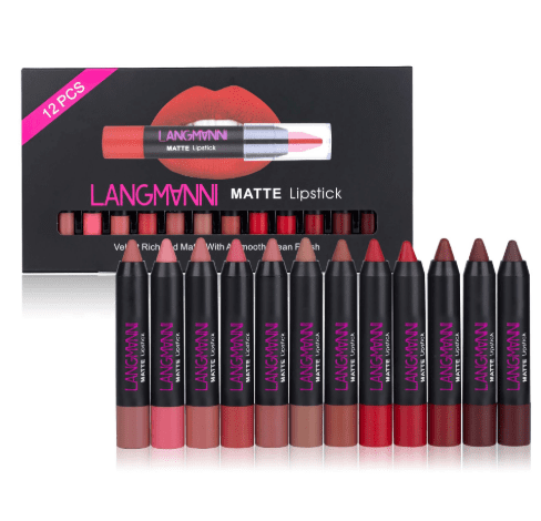 Langmanni 12pcs Matte Crayon Lipstick Set 37368 - Colour Zone Cosmetics