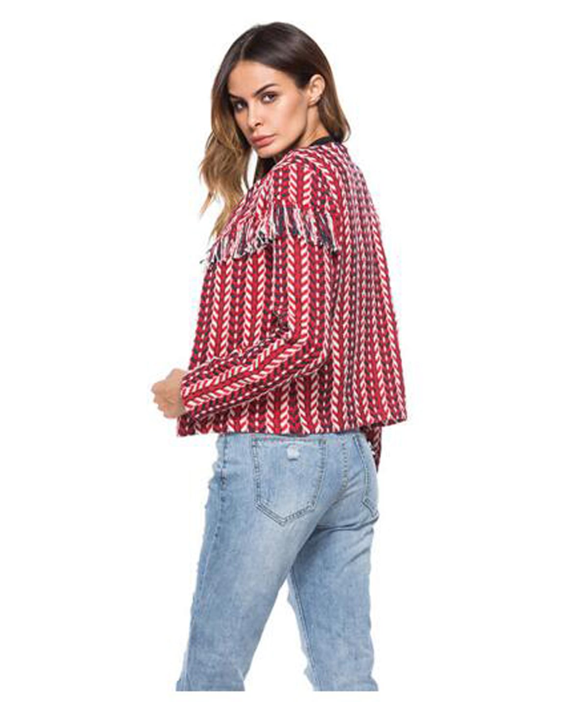 Knitted Stylish Short Jacket RED XL (UK size 12) - Colour Zone Cosmetics