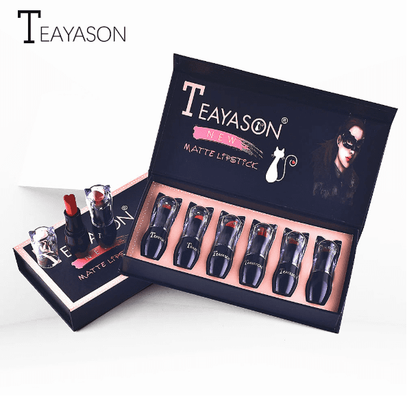 Teayason 6pcs Cute Kitten Matte Lipstick Set A - Colour Zone Cosmetics