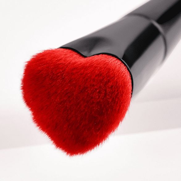 Glowii Heart Shaped Foundation Black Makeup Brush with Red Hair ...