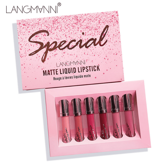 Langmanni Special 6pcs Matte Liquid Lipstick Gift Set (pink package ...