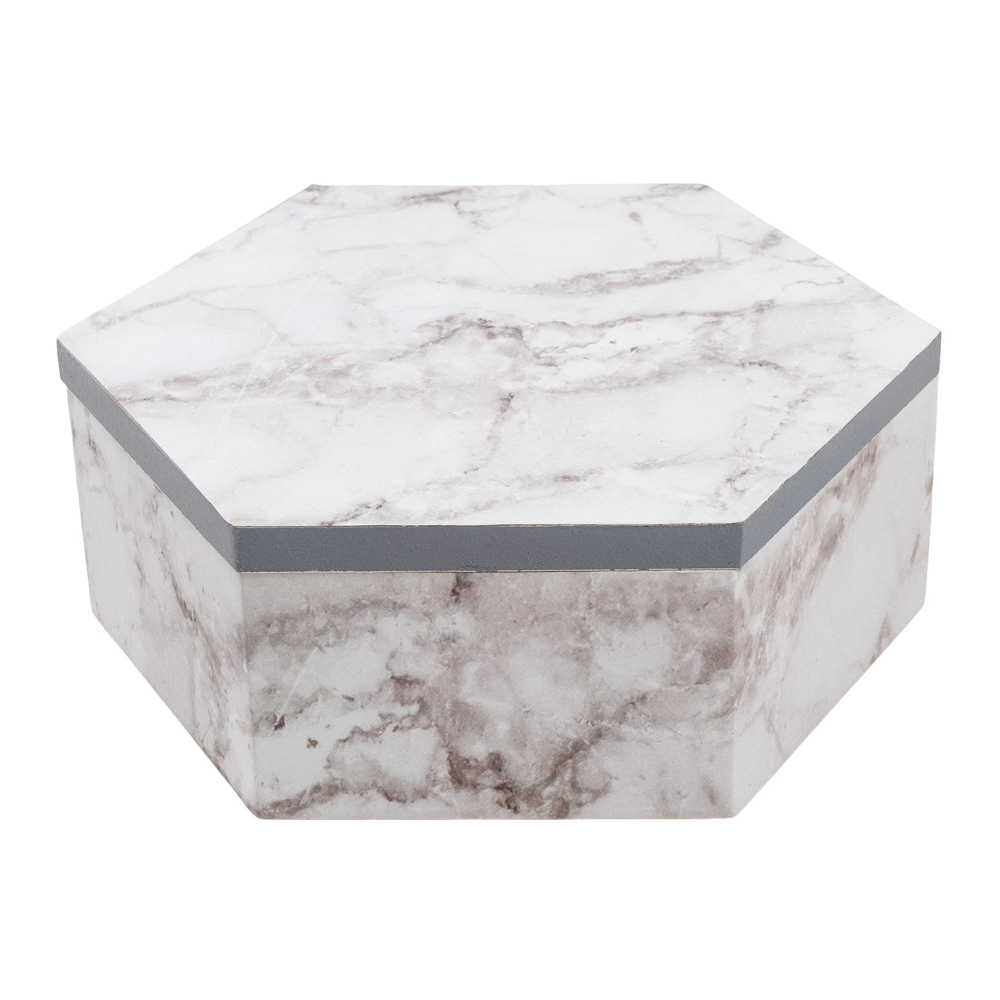 Marble Effect Hexagon Storage Box - Colour Zone Cosmetics