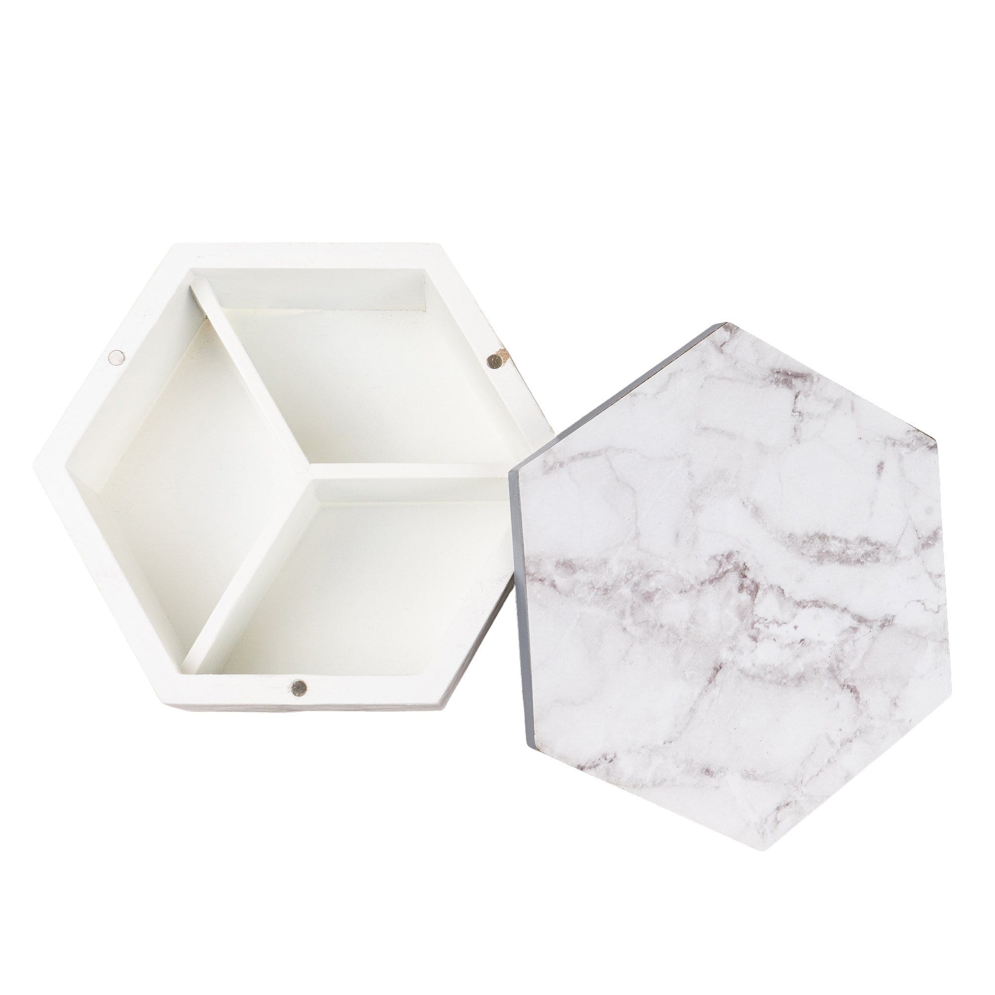 Marble Effect Hexagon Storage Box - Colour Zone Cosmetics