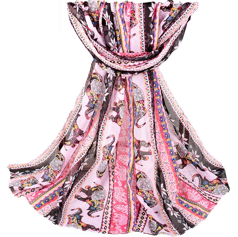 Colourful Elephant Print Scarf X460 (various colours) - Colour Zone ...
