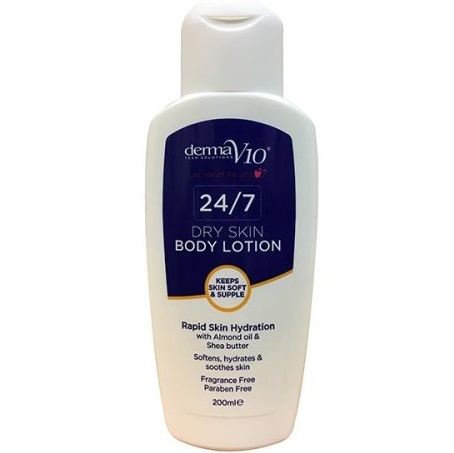 Derma V10 24/7 Dry Skin Body Lotion Moisturiser With Almond Oil & Shea ...
