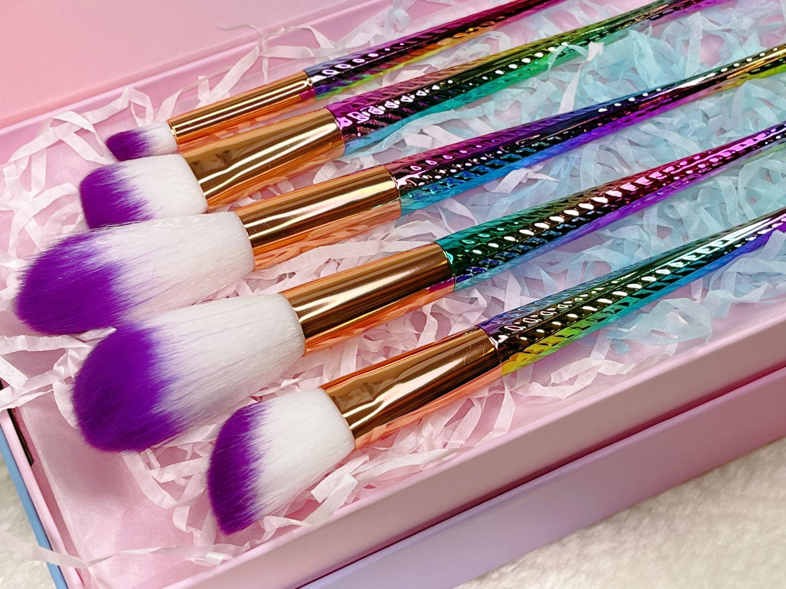 Glowii 5pcs High Shine Colourful Twist Handle Makeup Brush Set + Gift ...