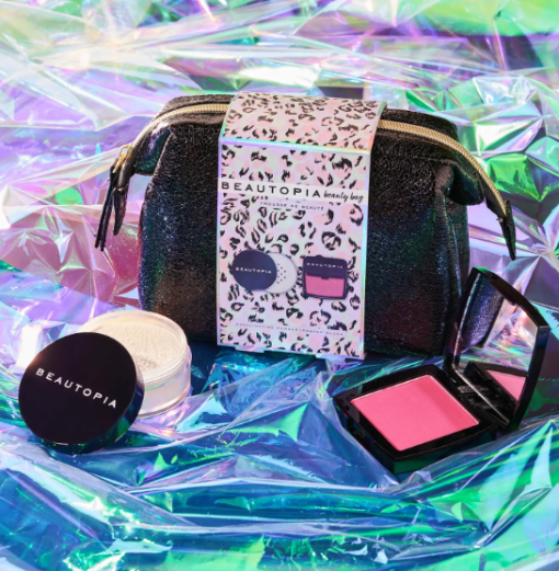 Beautopia Beauty Bag Gift Set (blush, highlighting powder + black ...