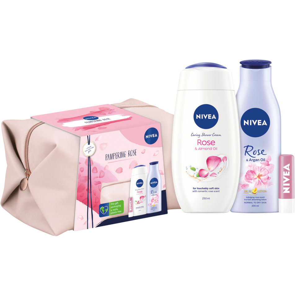 Nivea Pampering Rose Washing Bag Gift Set - Colour Zone Cosmetics