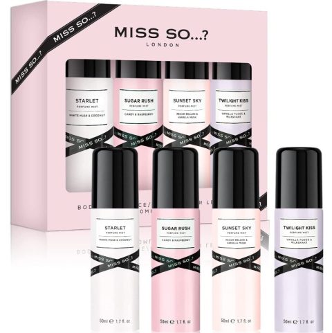 Miss So...? Mini Galore Perfume Body Spray Fragrance Gift Set 4 x 50ml ...