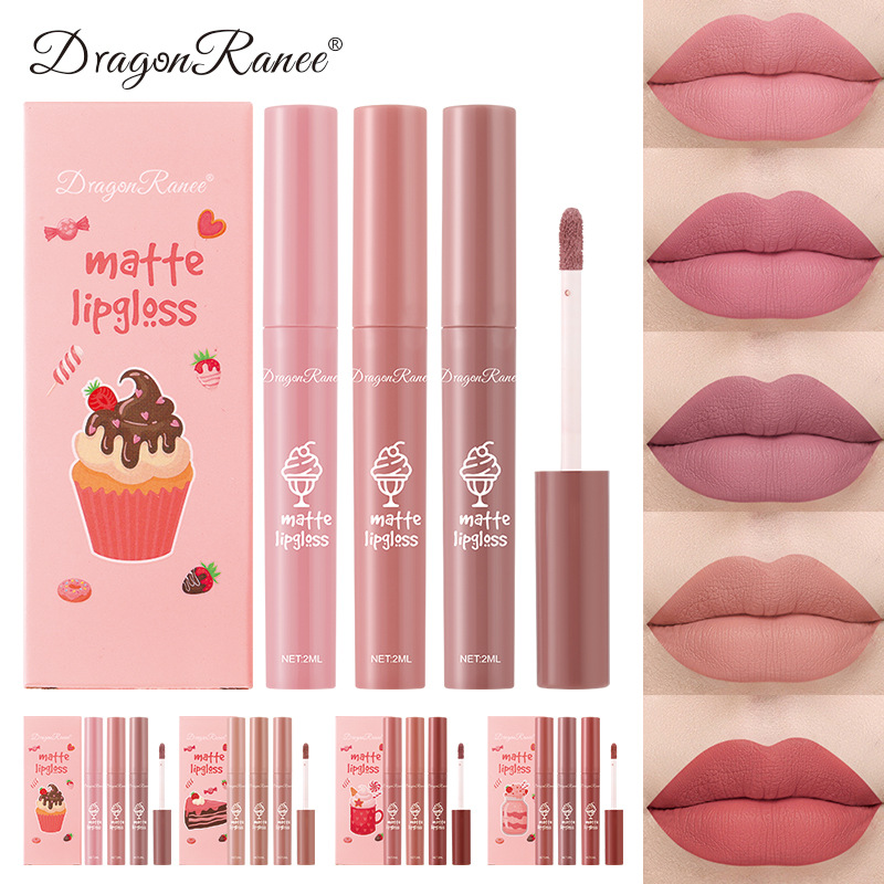 Dragon Ranee Sweet Cake Matte Liquid Lipstick 3pcs Set (various shades ...