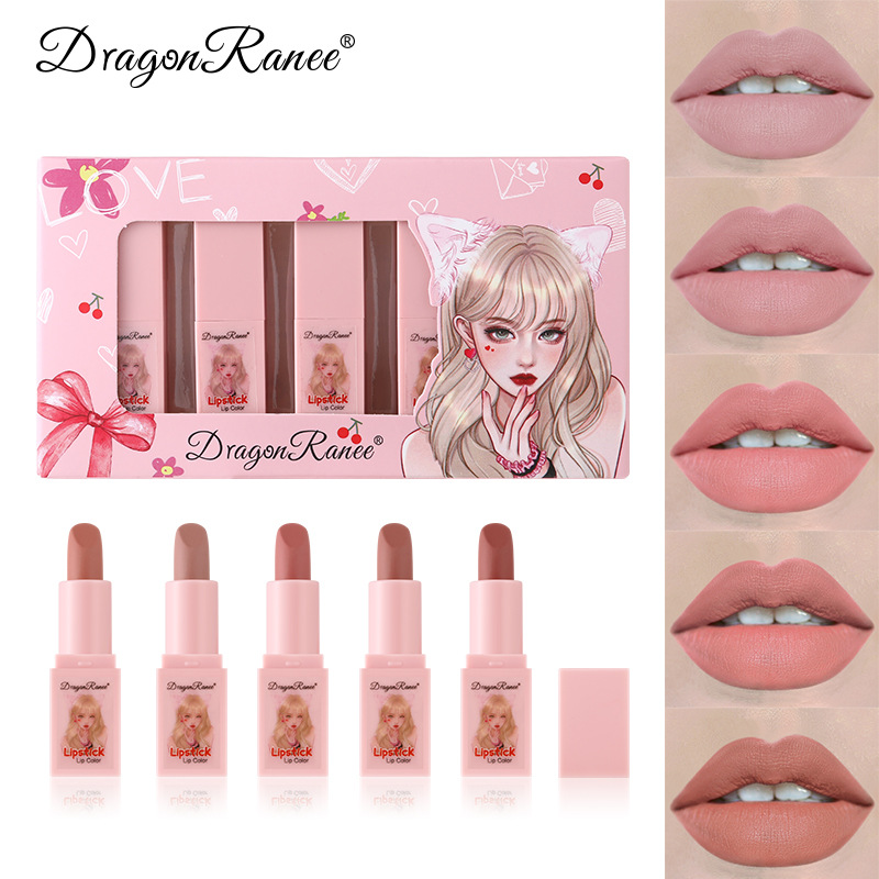 Dragon Ranee Love 5pcs Matte Lipstick Set - Colour Zone Cosmetics