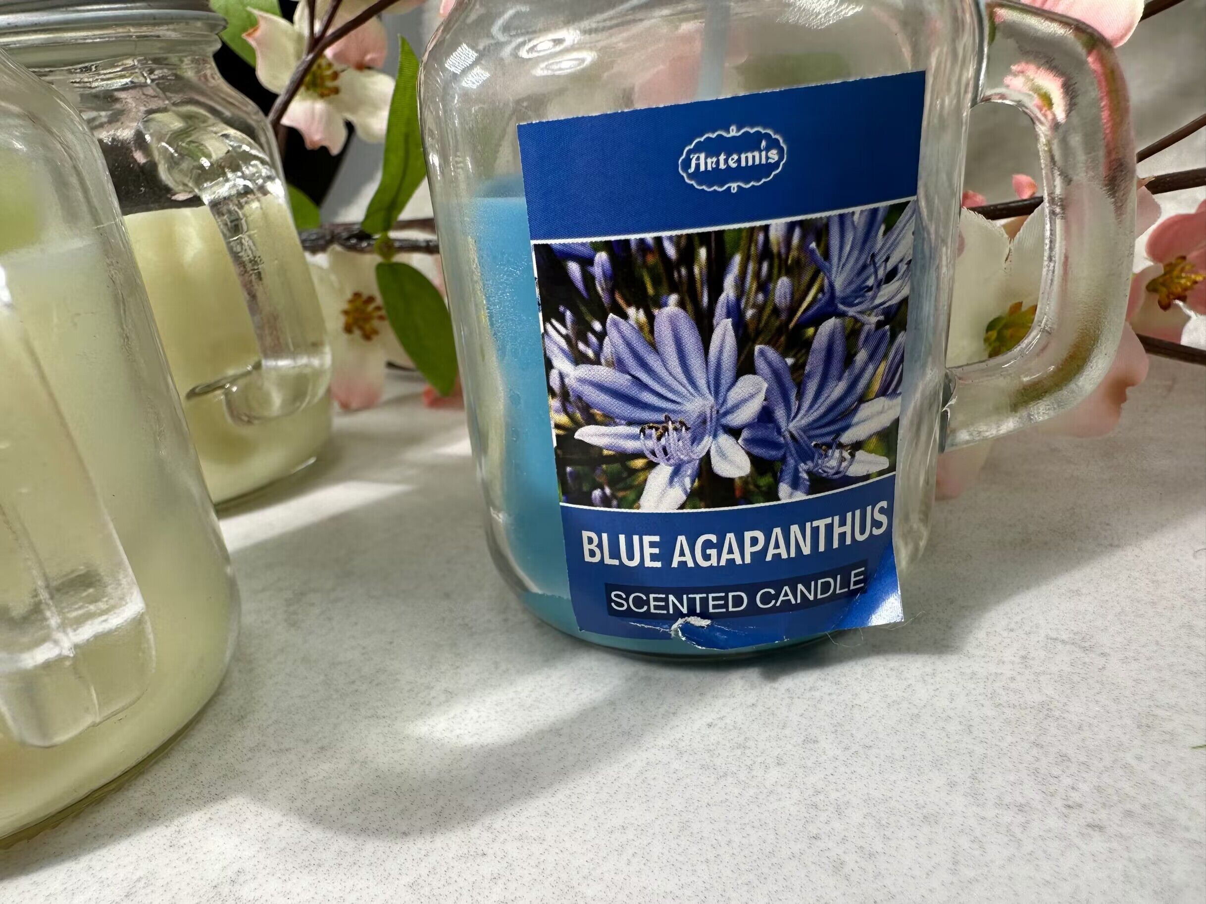 4 x Scented Fragrance Candle in Handled Glass Jar (defective package ...