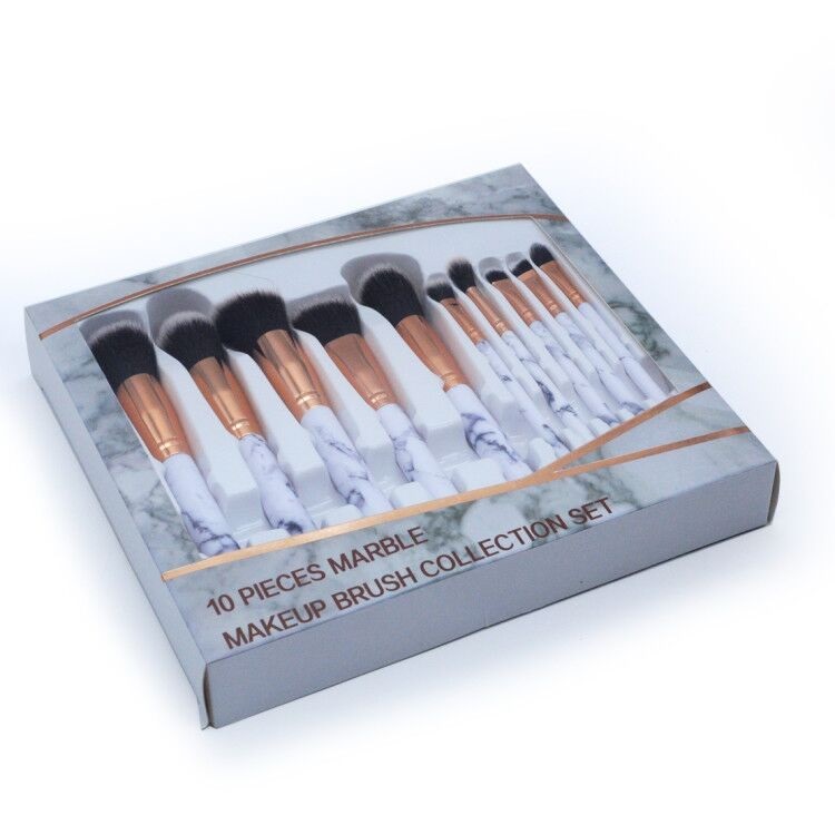 10pcs Marble Makeup Brush Boxed Set - Colour Zone Cosmetics