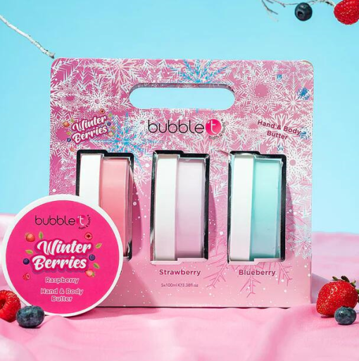 Bubble T Winter Berries Moisturising Hand & Body Butter Gift Set (3 x ...