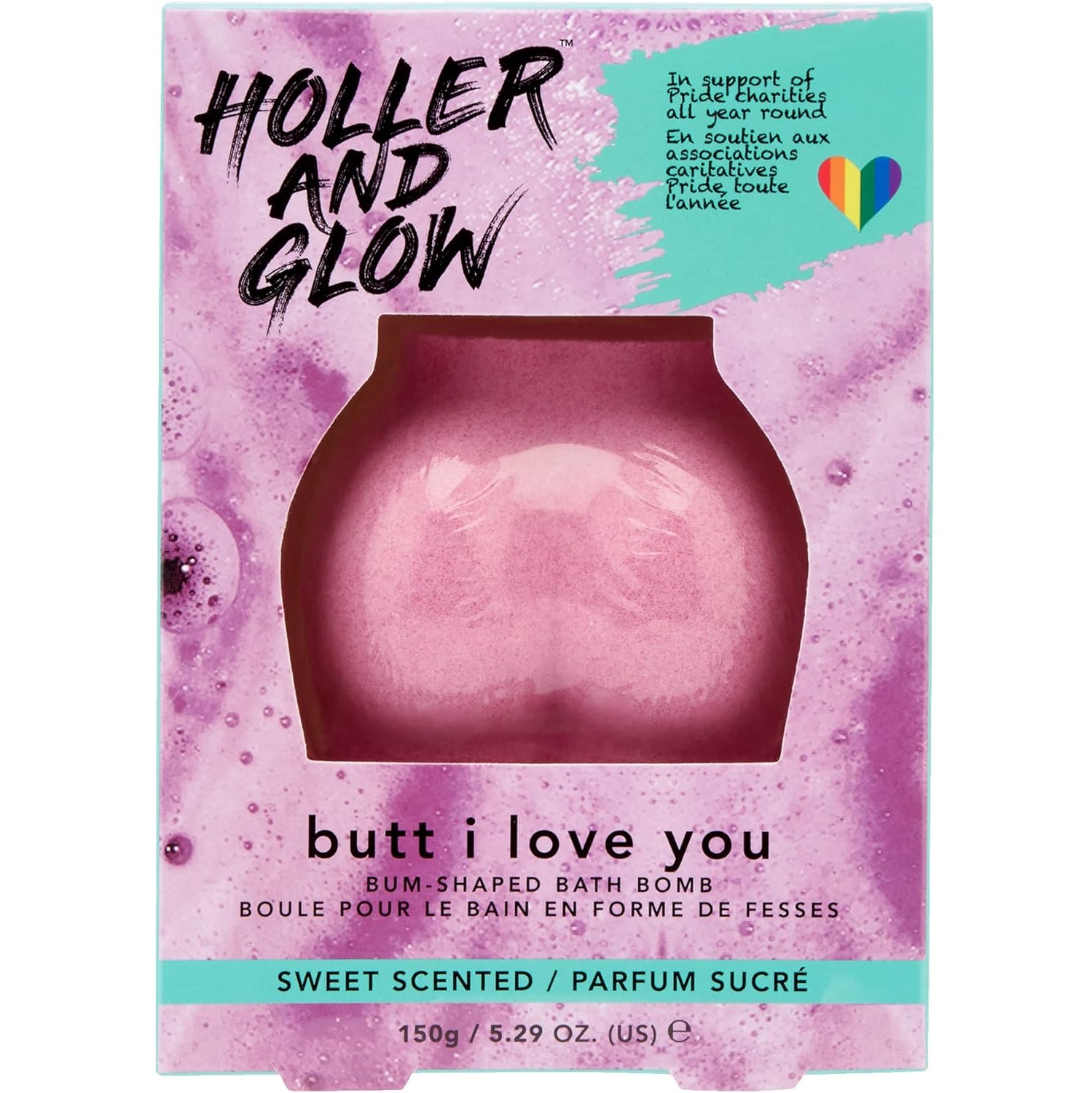 Holler & Glow Butt I Love You Bum Shaped Bath Bomb 150g - Colour Zone ...