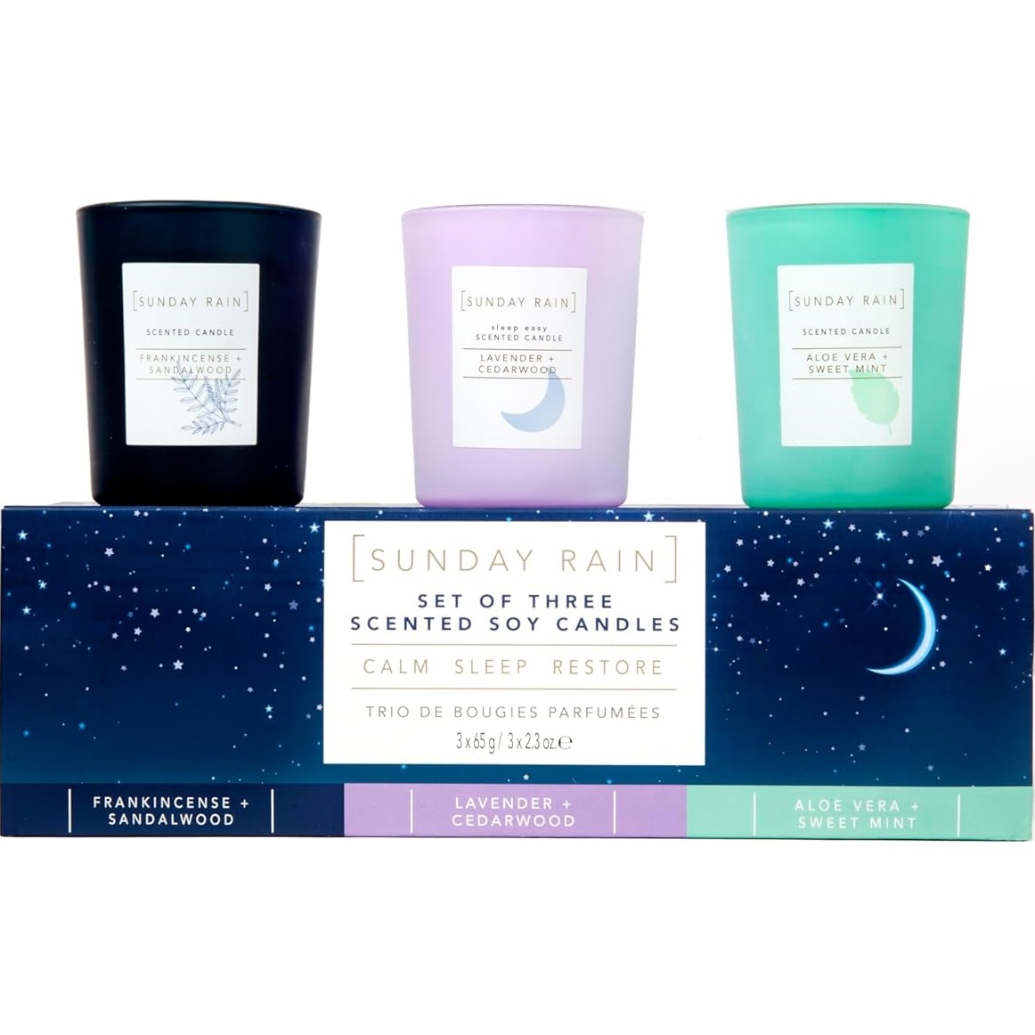 Sunday Rain Scented Candle Trio Gift Set (3 x 65g) - Colour Zone Cosmetics