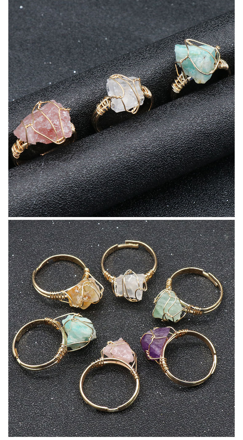 12 Adjustable Rings with Crystal Healing Stone with Display Gift Box ...