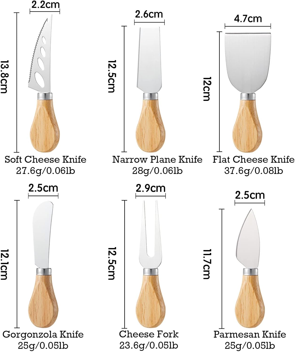 6pcs Cheese Chisel and Knife Boxed Set - Colour Zone Cosmetics