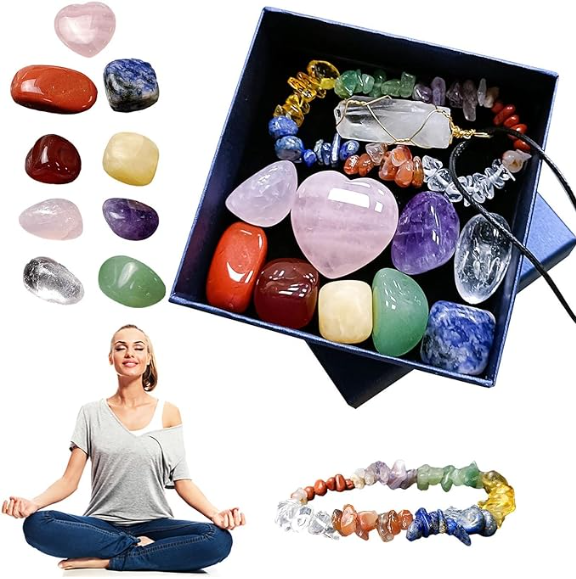 8pcs Chakra n Pink Heart Shaped Crystal Healing Stone + Mixed Crystal ...