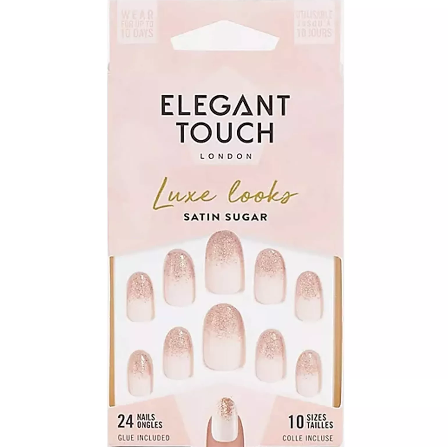 Elegant Touch Luxe Looks False Nails 24pcs Pack - Satin Sugar (With ...