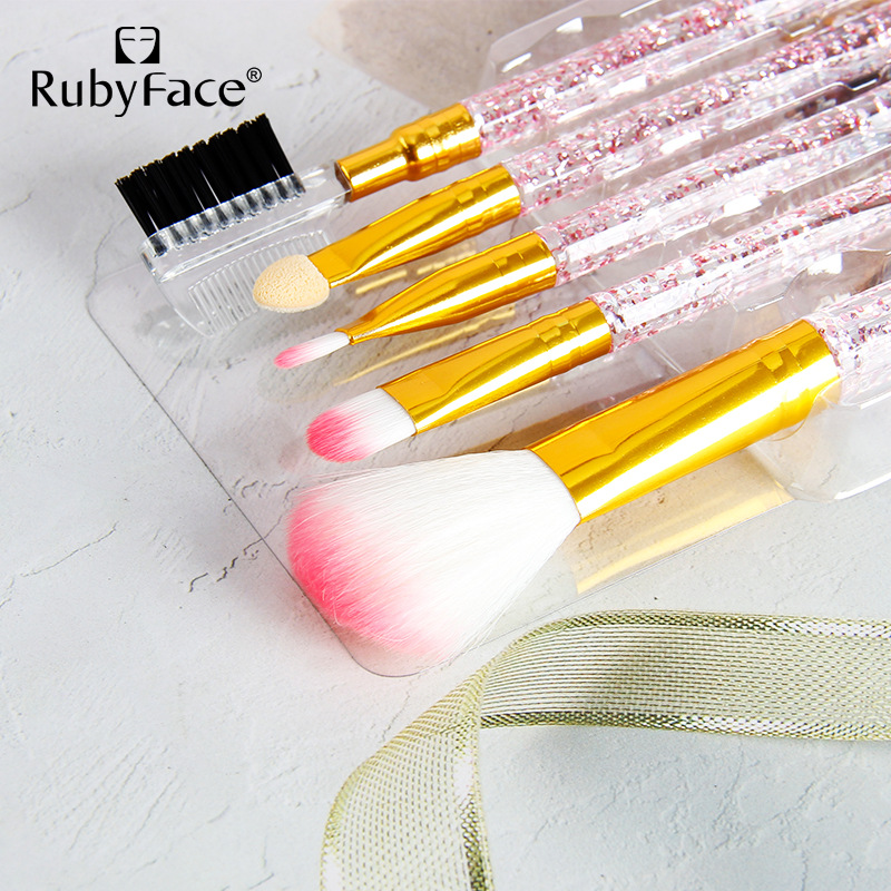 RubyFace 5pcs Crystal Makeup Brush Set (various colours) - Colour Zone ...