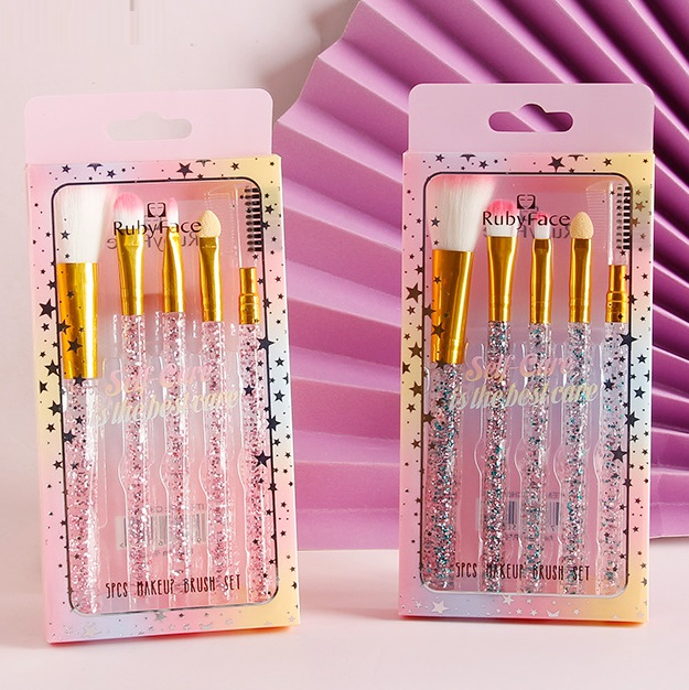 RubyFace 5pcs Crystal Makeup Brush Set (various colours) - Colour Zone ...