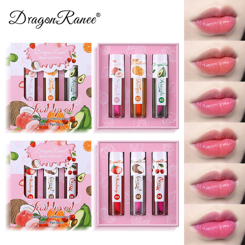 Dragon Ranee 3pcs Colour Changing Fruity Lip Oil Gift Set (various ...