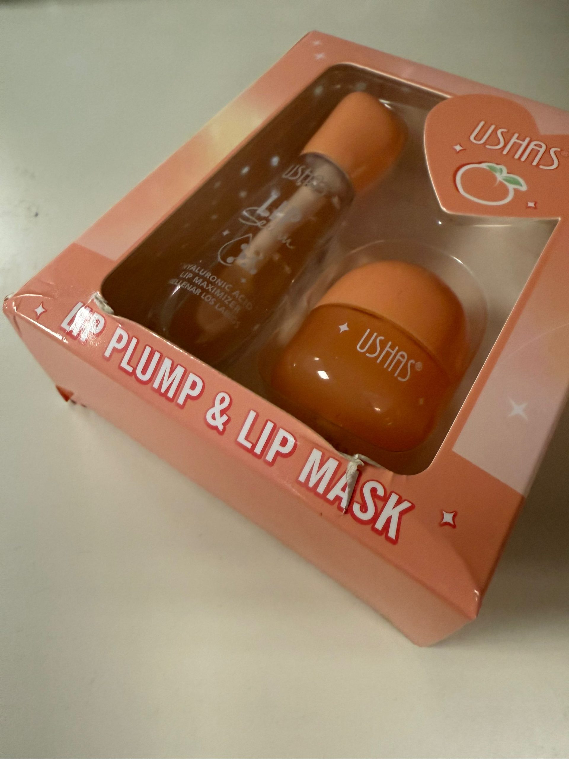Ushas Lip Plumper Gloss + Lip Mask Gift Set - 02 Peach (slightly ...