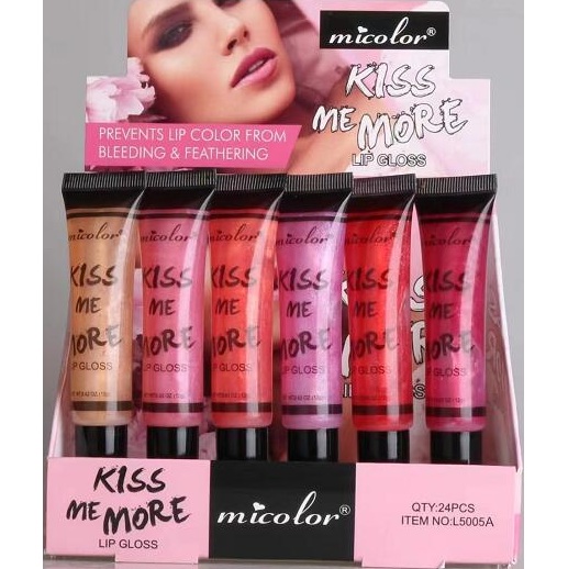 MiColor Kiss Me More High Shine Lip Gloss in 6 Shades (24 units with ...