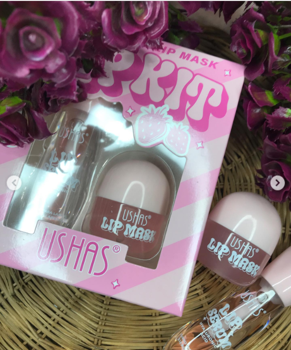 Ushas Lip Kit Lip Serum + Lip Mask - Strawberry - Colour Zone Cosmetics