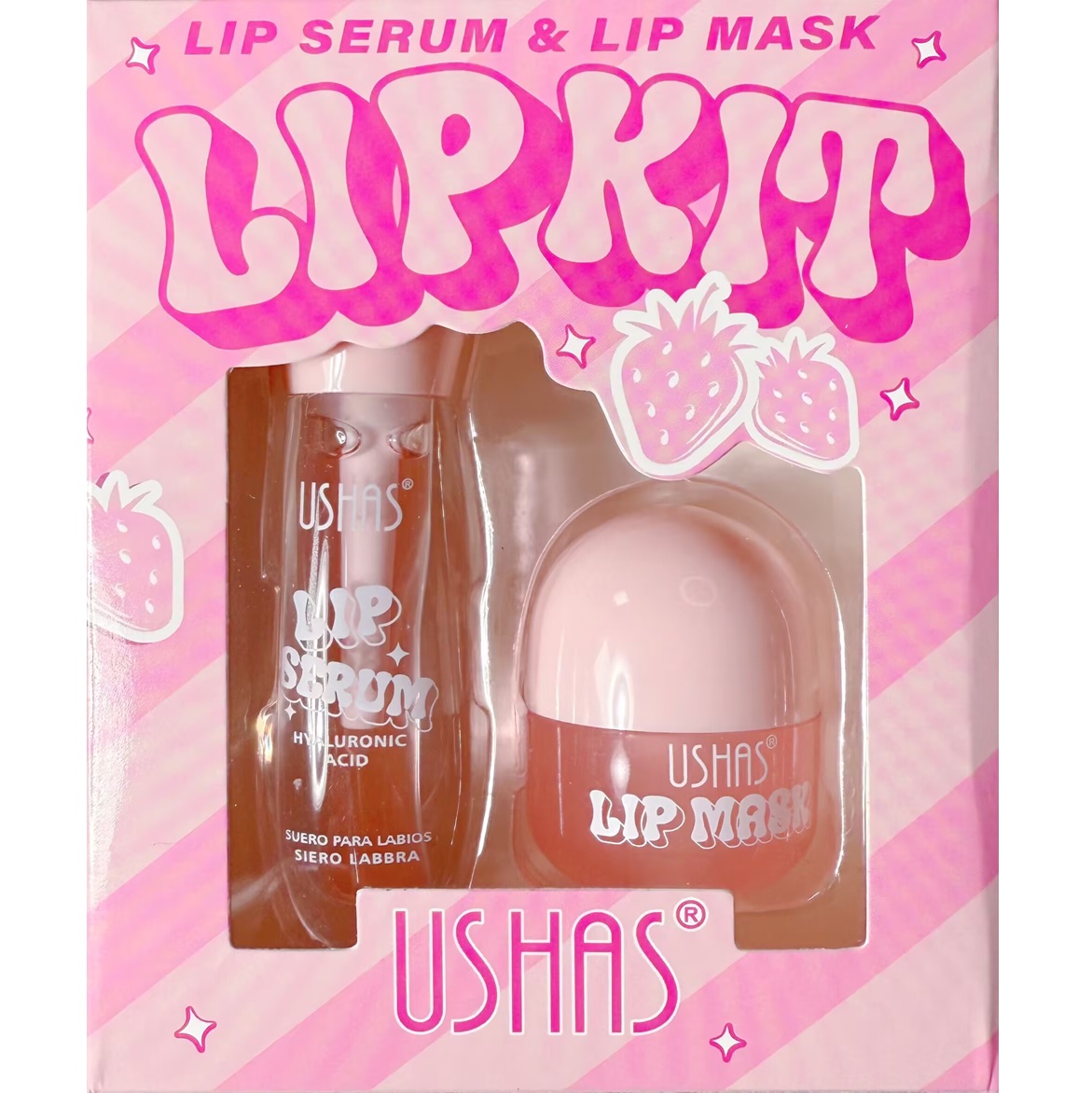 Ushas Lip Kit Lip Serum + Lip Mask - Strawberry - Colour Zone Cosmetics
