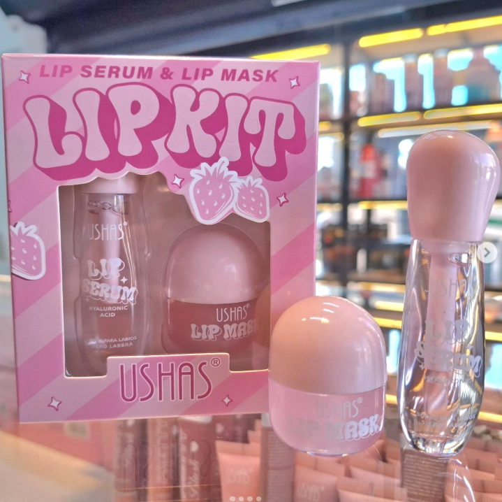 Ushas Lip Kit Lip Serum + Lip Mask - Strawberry - Colour Zone Cosmetics
