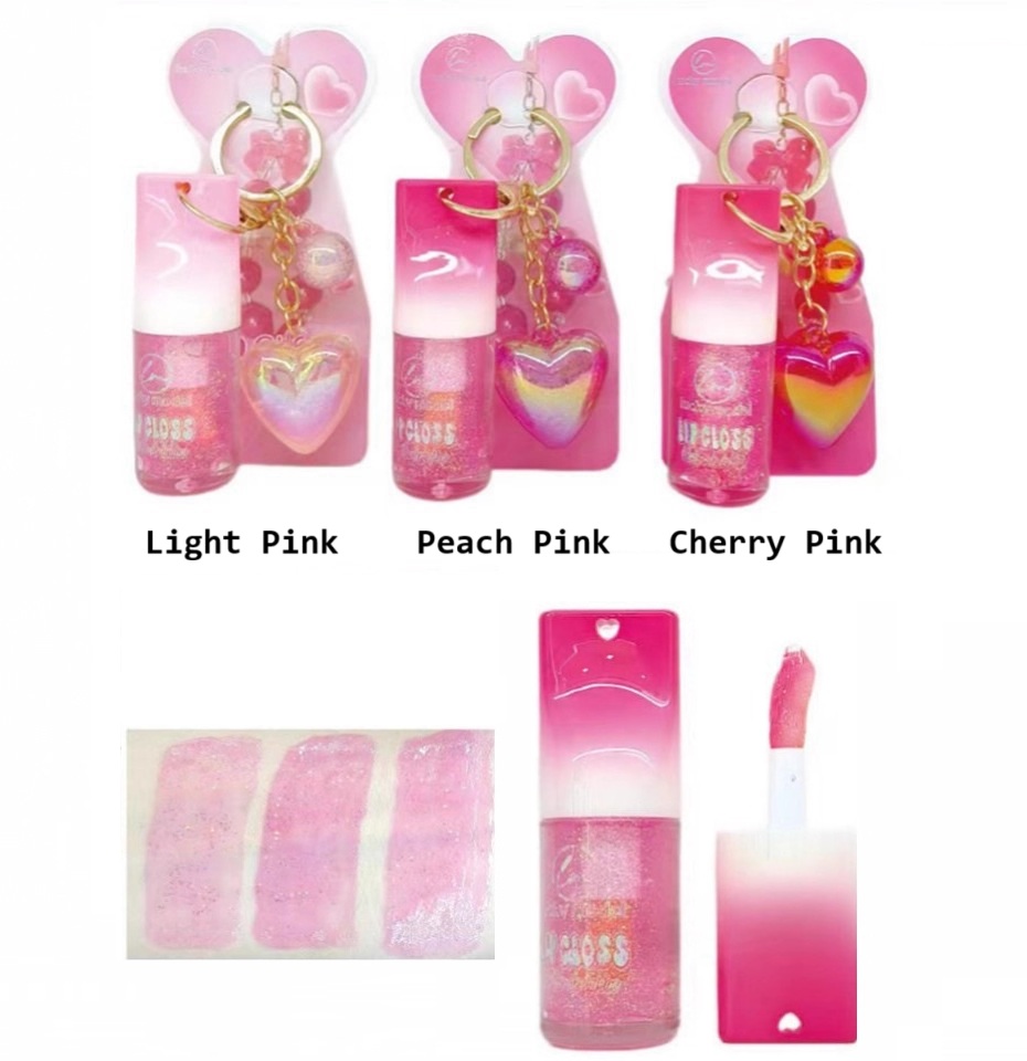 Lucky Model Heart Lip Gloss with Keyring/Bag Charm (various shades ...