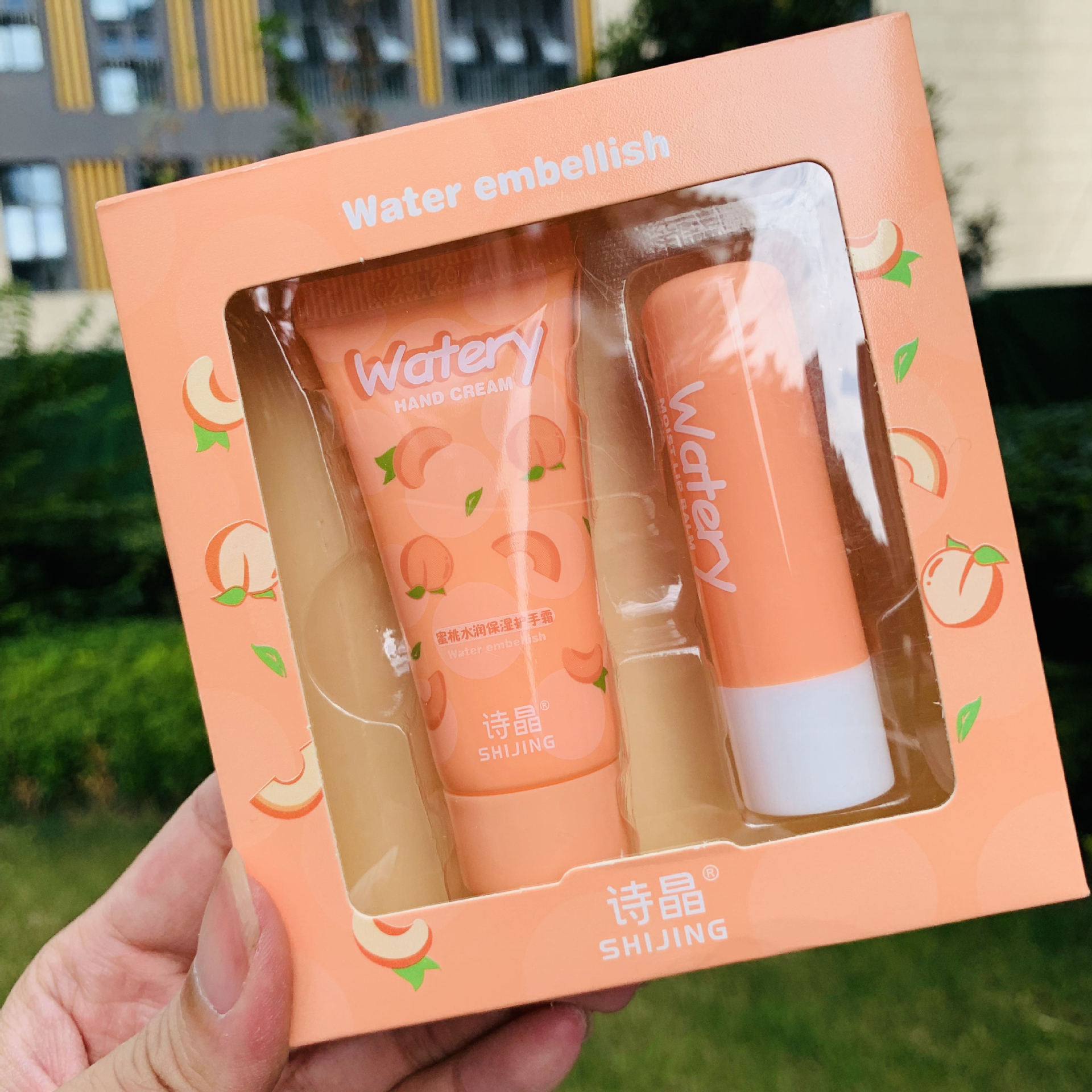 ShiJing Water Embellish Hand Cream + Lip Balm Set - Peach - Colour Zone ...