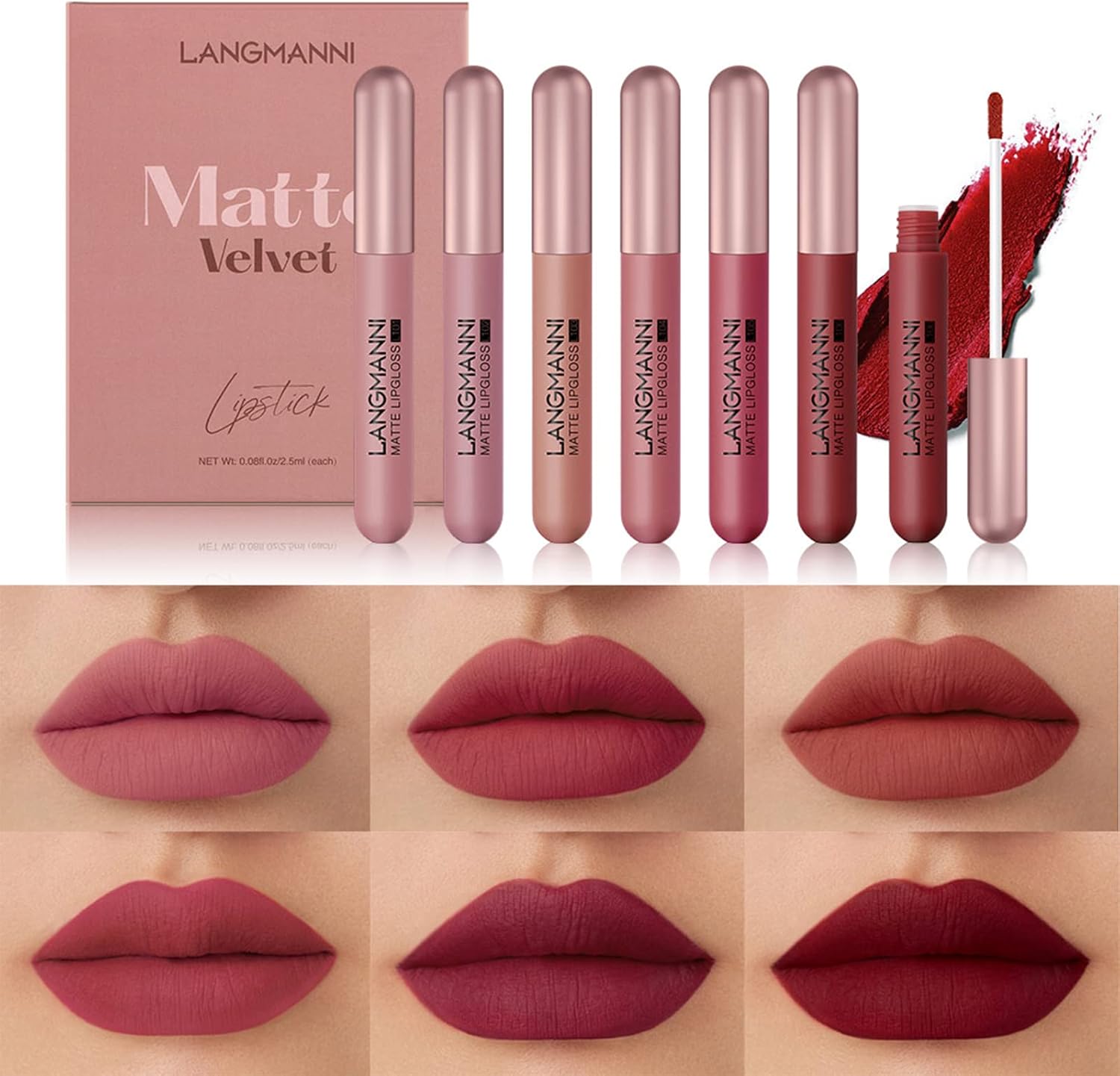 Langmanni 6pcs Velvet Matte Liquid Lipstick Gift Set - Colour Zone ...