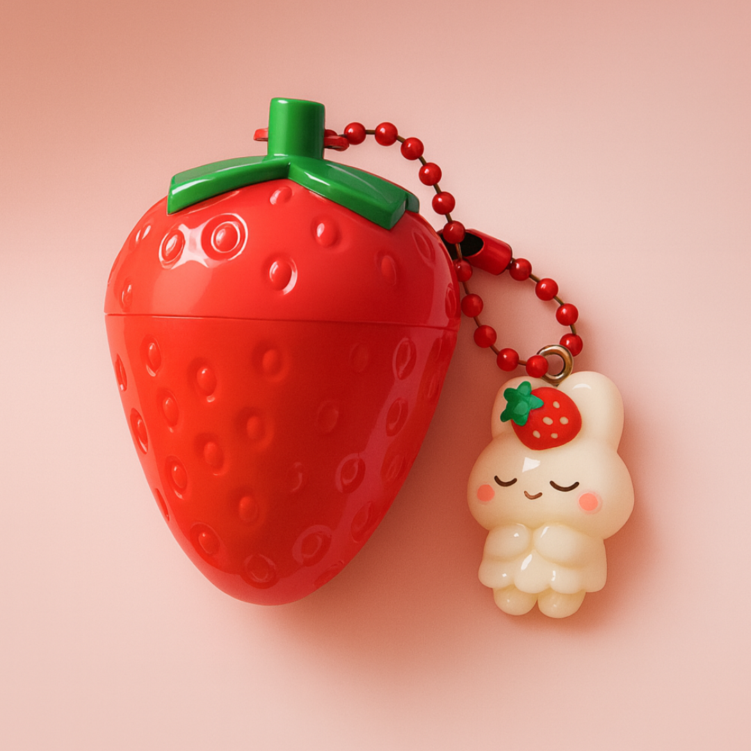Lucky Model Strawberry Moisturising Lip Balm with Keyring/Bag Charm ...