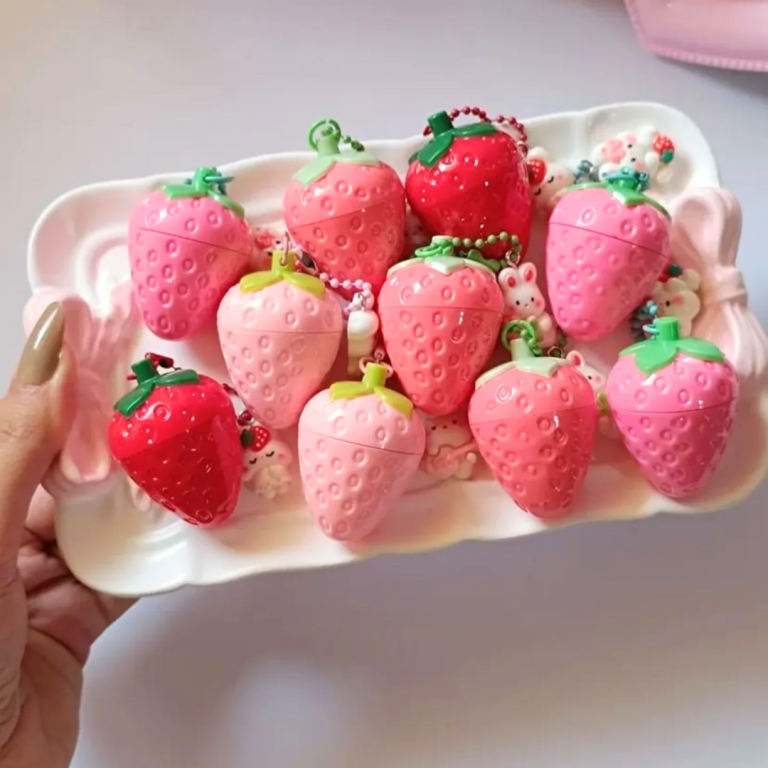 Lucky Model Strawberry Moisturising Lip Balm with Keyring/Bag Charm ...